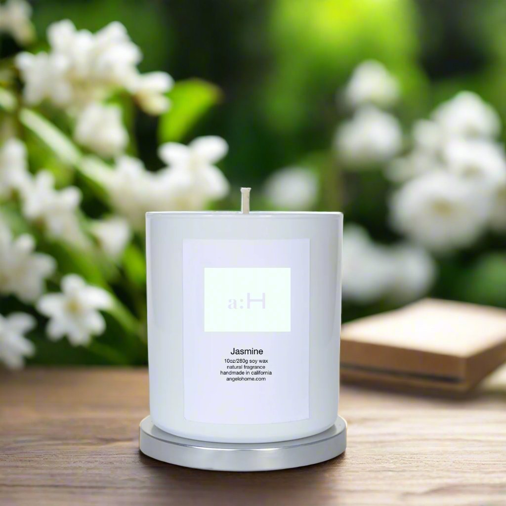 Jasmine Luxury Candle & Home Fragrance | Apricot Wax Candle – angelo:HOME